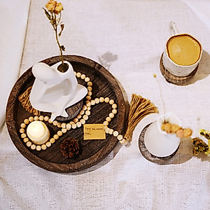 YangbagaRound Wood Tray Riser For Display, Wooden Farmhouse Pedestal Stand for Decor & Display,Perfect Display Tray for Home and Kitchen Decor 11.7in