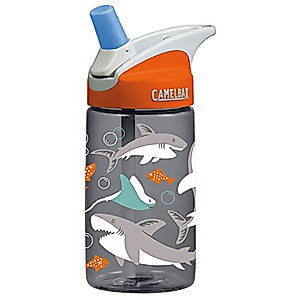 CamelBak Eddy 0.4-Liter Kids Water Bottle, 12 Ounces, Sharks, Bottle Only & eddy Kids Bite Valves, 4-Pack