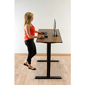 TechOrbits 47 Inch Electric Standing Desk Frame with Tabletop - Motorized Workstation Two Leg Stand Up Desk with Memory Settings and Telescopic Sit Stand Height Adjustment (Black Frame/Wood Brown Top