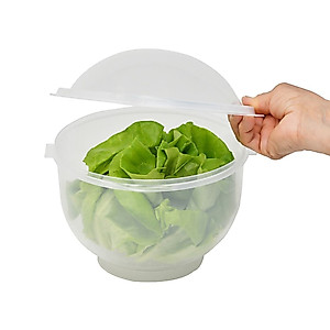 Lettuce Keeper | Vegetable and Fruit Crisper | Lettuce Crisper Salad Keeper Container Keeps your Salads and Vegetables Crisp and Fresh-7" X 8"- by Home-X