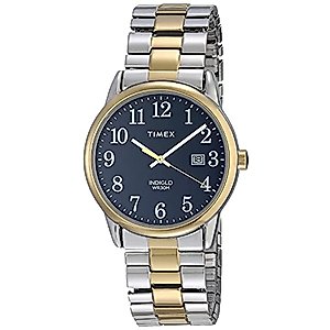 Timex Men's Easy Reader 38mm Watch – Two-Tone Case Blue Dial with Two-Tone Stainless Steel Expansion Band