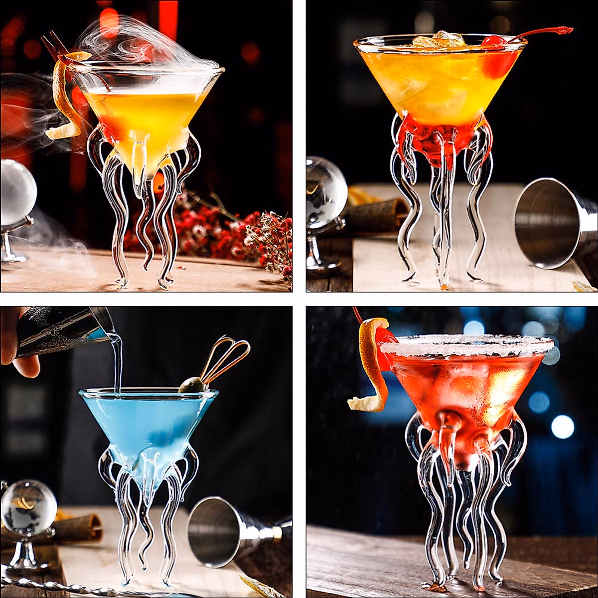 Cabilock Cocktail Drinking Cup 2pcs glass mug octopus cocktail glasses martini glasses glass goblet for aperitif bar pub martini highball glasses glasses disposable champagne glasses Glass Cups