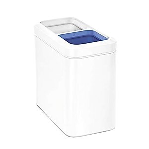 simplehuman 20 Liter / 5.3 Gallon Dual Compartment Slim Open Top Recycling Trash Can, Commercial Grade Heavy Gauge White Stainless Steel