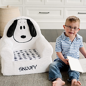 Animal Adventure | Peanuts | Snoopy | Soft Plush Children's Character Chair for Relaxing, White