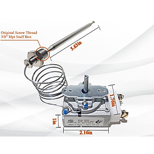 RX-2-24 Thermostat for Deep Fryer（with Knob), 3/8" Mpt Stuff Box, RX-10-24 RX-2-30 Millivolt Thermostat 00-913153 Compatible with Adcraft RX-2-24，Atosa 301030004, Robert shaw 5300-402，200-400F (OEM)