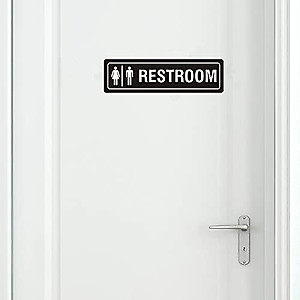 Restroom Sign Unisex for Business and Home, 7" x 2" Self-Adhesive Metal for Office Bathroom Toilet Wall or Door Decor, Easy Mounting UV-Protected (2 Pack)