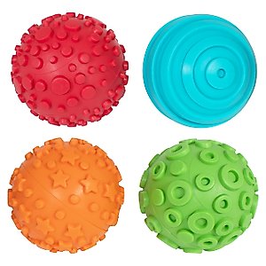 READY 2 LEARN Paint and Dough Texture Spheres - Set of 4 - Ages 2 + - Mix and Match Sensory Fidget Toys for Toddlers - DIY Textures and Patterns, red, Blue, Orange, Green