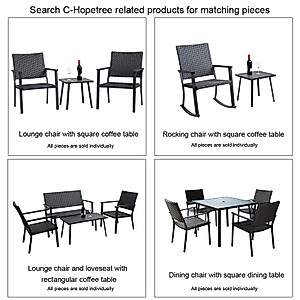 C-Hopetree Outdoor Loveseat Bench Chair for Outside Patio Porch, Metal Frame, Black All Weather Wicker