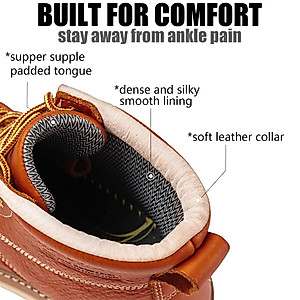 SUREWAY 6” Wedge Moc Toe Work Boots for Men - Soft Toe, Premium Full-Grain Leather, Lightweight Work Boots/Shoes, Comfort Insole, Superior Oil/Slip Resistant, Real Goodyear, EH Rated Industrial