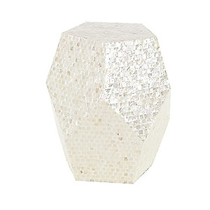 Deco 79 Mother of Pearl Shell Handmade Side End Accent Table End Table, Side Table 16" x 16" x 19", Cream