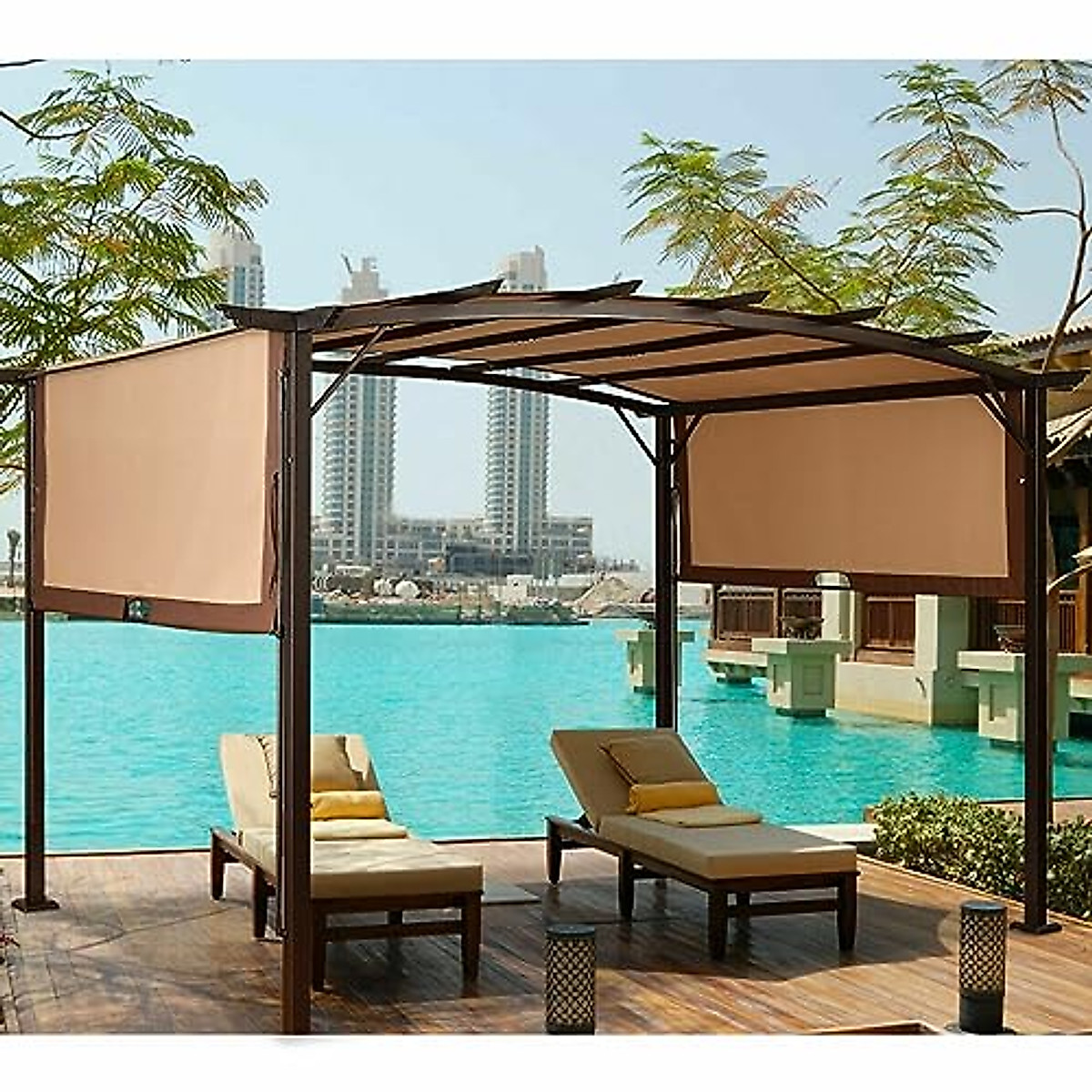 BBQ Gazebo Canopy 12' x 9' Pergola Kit Metal Frame Gazebo &Canopy Cover Patio Furniture Shelter Grill Gazebo Shelter for Patio, Garden