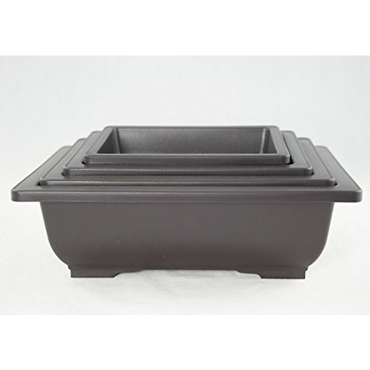 4 Mix Dark Brown Rectangular Plastic Bonsai/Succulents Pot - 6.25" to10