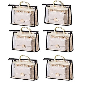 Dust Bags for Handbags - Handbag Storage Organizer Dust Bags for Moisture Proof Dust Cover with Zipper and Handle(Brown-XL)