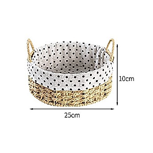 UXZDX Desktop Storage Box, Woven Storage Basket, Rattan Woven Sundries, Cosmetics, Snacks, Living Room Storage Basket (Color : Khaki)