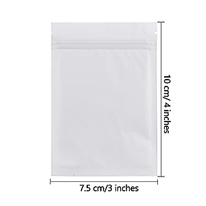 100 Pack Smell Proof Bags 3 x 4 Inch Resealable Mylar Bags Foil Pouch Flat Bag with Clear Window White