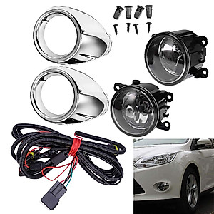 Saihisday Clear Lens Driving Fog Lights Bumper Lamps Bulbs Harness Bracket Replacement for Ford Focus S SE SEL Titanium 2012-2014 w/Harness (1 Pair, Left + Right)