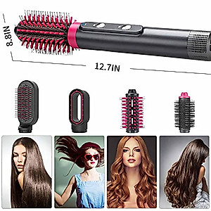 Hot-Air Hair Brush, 4 in 1 Hair Dryer Brush for Styling/Straightening/Curling/Fast Drying, Volumizer Salon Negative Ion Blow Dryer Brush