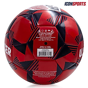 Icon Sports Official Licensed U.S. Soccer Regulation Sized Soccer Ball | Red Prism