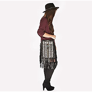 Black Boho Bag| Real Leather | Fringe Purse | Bohemian Bags | Hobo Tote Handbag
