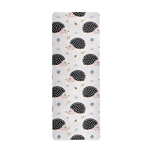MOYYO Animal Cute Hedgehogs Yoga Mat Printed Suede Natural Rubber Thin Hot Yoga Mat Non Slip Sweat Fitness Mat 71x26 Inch Portable Travel Yoga Mat for Yoga Pilates and Floor Exercises