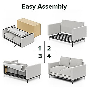 ZINUS Logan Loveseat, Green Tea Infused Foam Cushions, Tool-Free, Easy Assembly, Light Grey