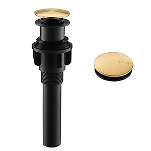 KENES Bathroom Vessel Sink Pop Up Drain Without Overflow Assembly, Lavatory Vanity Sink Drain Stopper, Anti-Clogging Drain Strainer, Brushed Gold, KE-P300A-4