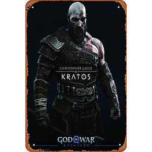 Ysirseu Kratos in God of War Ragnarok game Vintage Look Reproduction Metal Tin Sign Wall Art Decor Garden Bar Cafe Poster 8x12 Inches