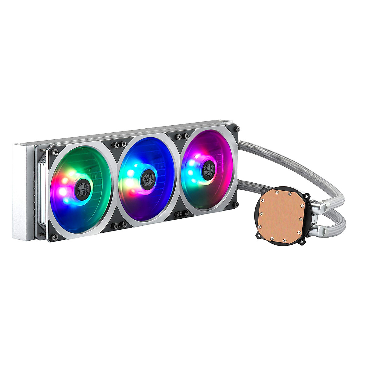 Cooler Master MasterLiquid ML360P Silver Edition Liquid Cooler, All-in-One (AIO) Liqiod Cooler, 360mm Radiator, 1 x 360mm PWM SF360R ARGB Fan, Integrated Fan Frame Design, Aluminum Pump Cover