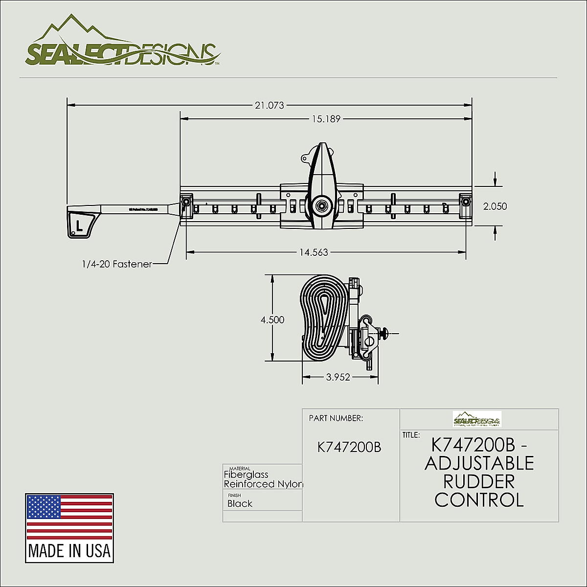Sea-Lect Designs Kayak Adjustable Footbrace w/ Rudder Control (Black)