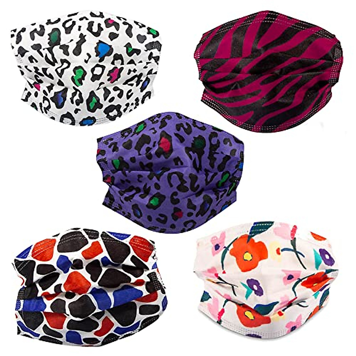 Safe N Wild Disposable Face Masks - 50 Breathable, Soft, Comfortable Masks Disposable - Waterproof 3 Ply Disposable Face Mask (Animal Print)