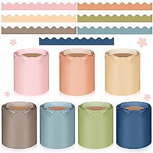 7 Rolls 206.5 Feet Colorful Bulletin Board Borders Scalloped Classroom Borders Bulletin Board Trim Boho Classroom Decor for Teacher Students Bulletin Board Classroom Home Office Decors (Cute Color)