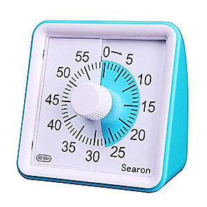 Searon Visual Timer for Kids Autism 3.07" Square 60 Minute Countdown Analog Timer No Loud Ticking for Kid Teacher Home Work School Classroom Children or Adults with Special Needs