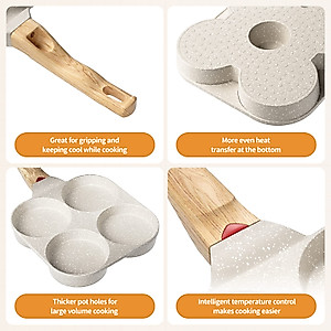 Innerwell Egg Frying Pan - 4 Cup Egg Pan Nonstick, Versatile Fried Egg Pan, Breakfast Skillet for Pancake, Hamburger, Sandwiches, Compatible with Gas Stove & Induction Cookware, Easy to Clean