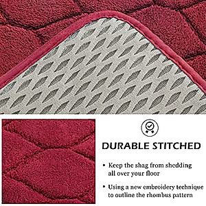 Teewas 2 Pcs Bathroom Rugs Bath Mat Set, Non Slip Ultra Soft and Water Absorbent Bath Carpet, Machine Washable Quick Dry Bedroom Floor Mat Living Rug Red