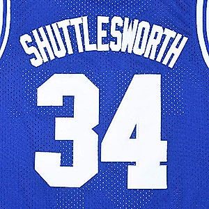 BOROLIN Jesus Shuttlesworth Shirts 34 Lincoln High School Basketball Jersey (Blue, X-Large)