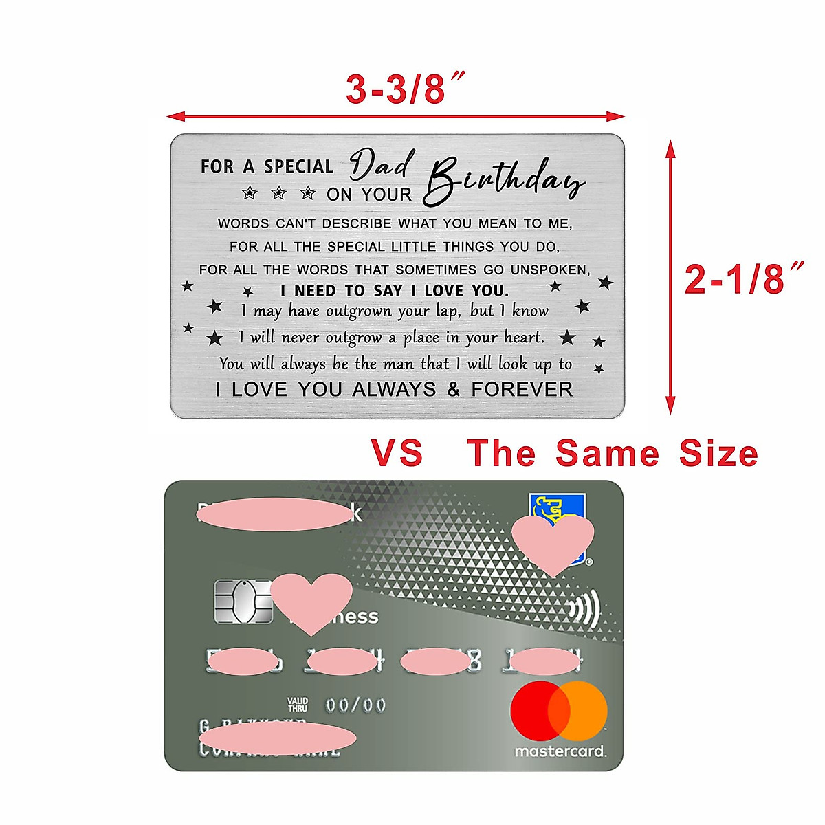 DEGASKEN Happy Birthday Dad Card - Dad Birthday Gift Ideas - Father Birthday Decorations, Engraved Wallet Card