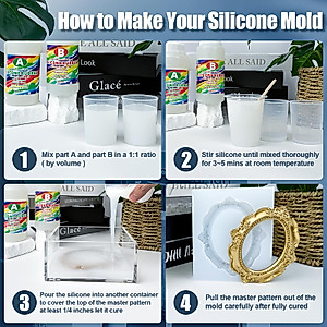 WEYSTOM Silicone Mold Making Kit, 20A Liquid Silicone Rubber 600 ML/1.9LB, Fast Curing Mold Making Silicone, Translucent Silicone Rubber - Mix Ratio =1A:1B, for Casting Resin, Soap, Candles