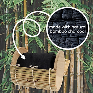 BambooMN Granulated Bamboo Charcoal Odor Absorber Bag in Decorative 4" Brown Cylinder, 4 Sets