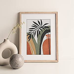 Canssape Boho Wall Art Set of 6 Geometric Abstract Wall Poster for Bedroom Mid Century Modern Wall Art 8"x10"Boho Wall Decor for Room Aesthetic (Unframed)(Green)