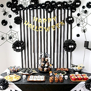 8 Rolls Black Crepe Paper Streamers, Wedding Birthday Baby Shower Halloween Party Decoration, Rainbow DIY Supplies, Living Room Bedroom Decor