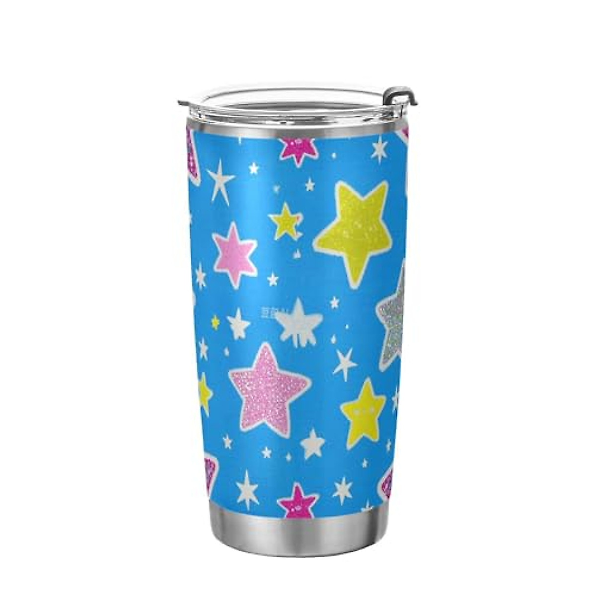 HXshaoye Fake Glitter cartoon star colorful Stainless Steel straw water bottle with Lid and Straw coffee mugs for travel leakproof coffee travel mug 20 oz vaso para cafe termica 20oz