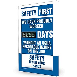 ComplianceSigns.com Safety First We Have Proudly Worked__ Days Digital Safety Scoreboard, 28x20 inch Aluminum