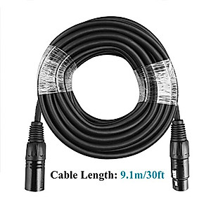 mountain ark 30ft 3 pin DMX Cable Male/Female XLR Connector Stage Lighting Data Signal Wire for Spotlight Par Light Moving Head Light