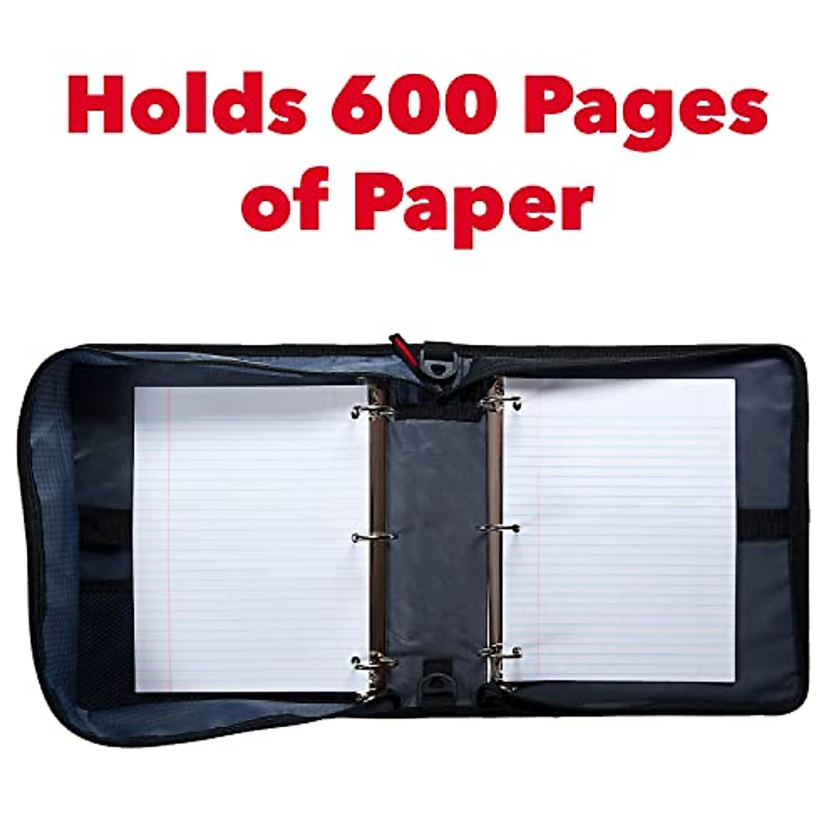 Case-it The Dual 2-in-1 Zipper Binder - Two 1.5 Inch D-Rings - Includes Pencil Pouch - Multiple Pockets - 600 Sheet Capacity - Comes with Shoulder Strap - Black Dual-121-A