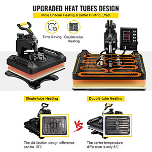 VEVOR Upgrade Heat Press Machine ETL Quality & Safety Certificated 12 x 15 in 8 in 1 Heat Press Power-Saving Combo Multifunctional Sublimation 360°Rotation Heat Press Shirt Printing Machine Black