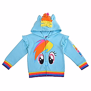 My Little Pony Girls’ Zip Up Hoodie for Toddler, Little and Big Kids – Blue/Grey