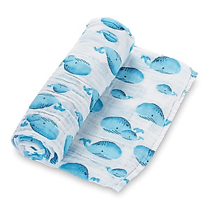 LollyBanks Swaddle Blanket | 100% Muslin Cotton | Newborn and Baby Nursery Essentials for Boys, Registry | Ocean Shark and Whale 3 Pack