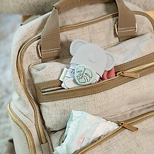 Ingenuity Teething Mitt & Rattle for Baby, BPA-Free Silicone, Gentle Rattle Sound, Adjustable Strap, Elephant, Unisex - Van