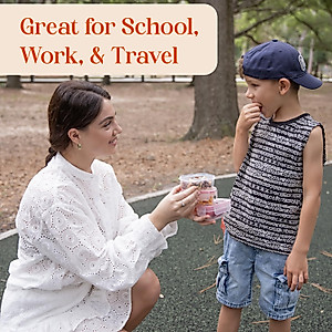 MosJos Condiment Containers with Screw Lids (3-Set) - 6.4 Oz Reusable Leakproof Salad Dressing Containers to go - Snack Containers Storage Cups for Lunch, Dishwasher Friendly, (Clear)