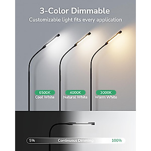 ULG 【Upgrade】 Double Side LED Floor Lamp, Tall 360° Adjustable Gooseneck Standing Reading Lamp for Bedroom, RGB & Dimmable Bright Task Light with 3000K-6500K Color Temps, Eyelash LED Floor Light